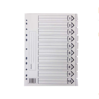 Premier Index Divider 10 White – Premio Stationery