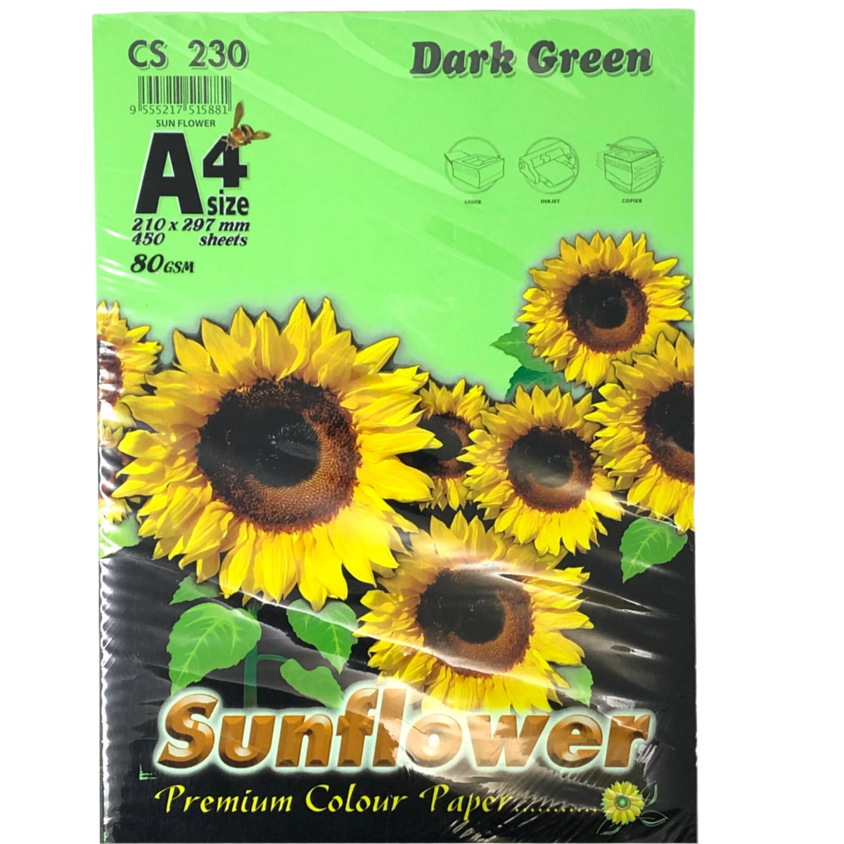 Sunflower A4 Paper 80GSM Dark Green -450'S CS230 – Premio Stationery