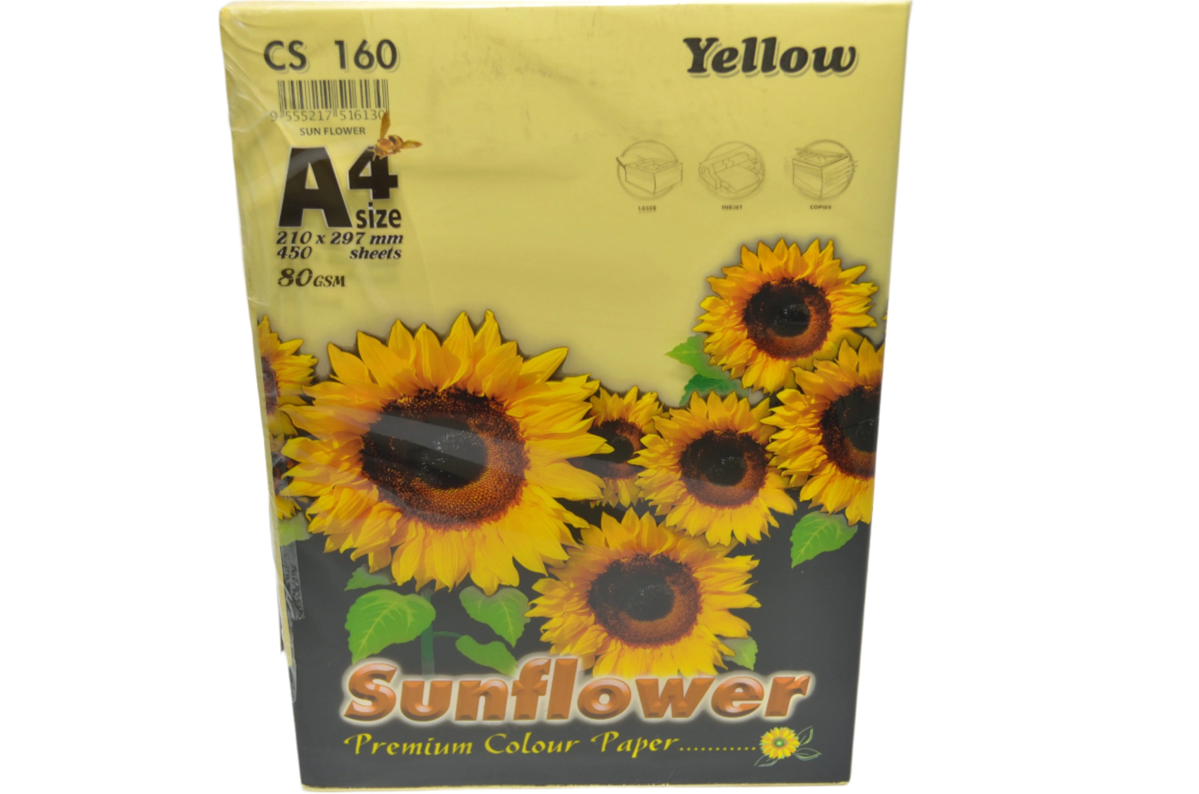 Sunflower A4 Paper 80GSM Yellow -450'S CS160 – Premio Stationery